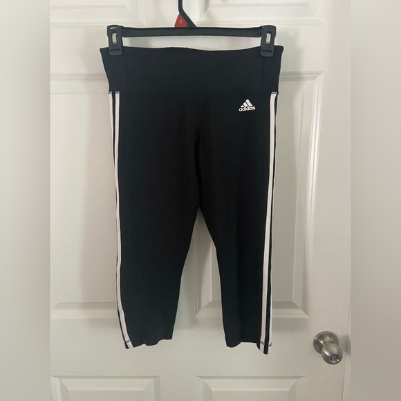 adidas | Pants & Jumpsuits | Adidas Black Capri Workout Pants | Poshmark